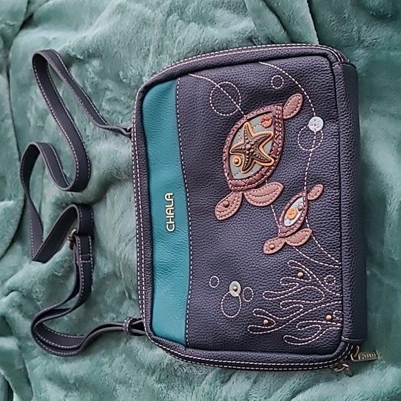 Chala | Bags | Vintage Crossbody Bag Navy Chala Turtle Starfish Leather ...